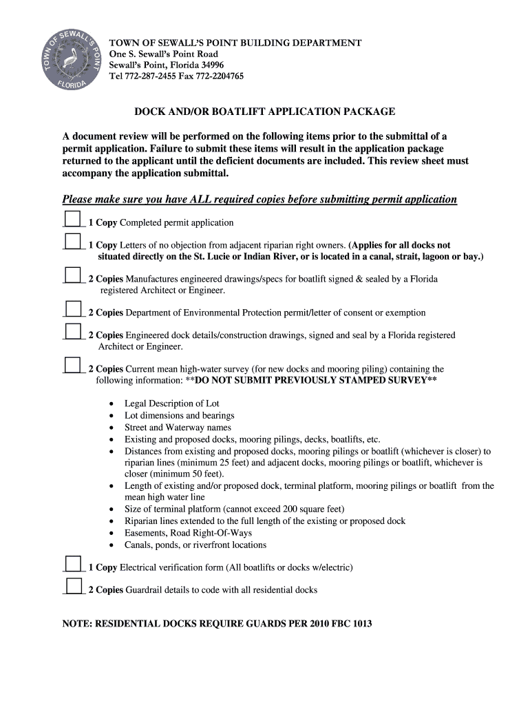 Fillable Online 192 185 91 Dock & Boatlift Permit Pack Fax Email Print ...
