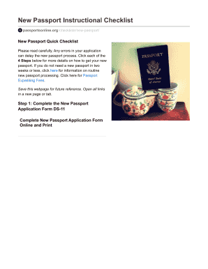 Fillable Online New Passport Instructional Checklist Fax Email Print ...