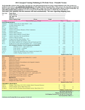 Fillable Online archive austindiocese 2012 Liturgical Training ...
