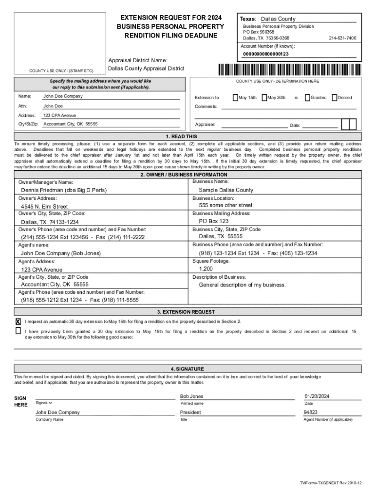 Fillable Online EXTENSION REQUEST FORM FOR 2024 BUSINESS ... Fax Email ...
