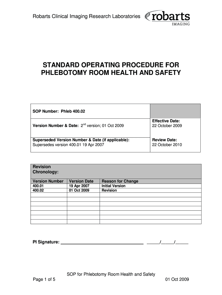 Fillable Online SOP Number Phleb 400 Fax Email Print - pdfFiller
