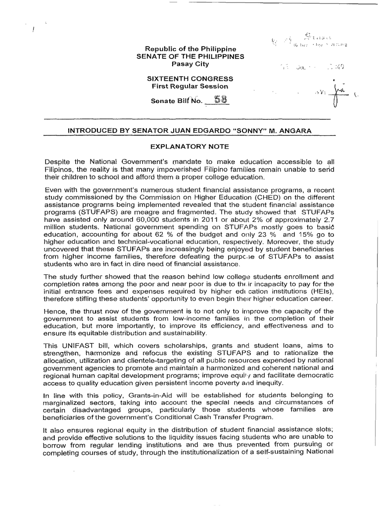 Fillable Online senate gov SENATE OF THE PHILIPPINES Fax Email Print ...