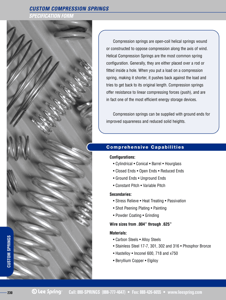 Fillable Online CUSTOM COMPRESSION SPRINGS Fax Email Print - pdfFiller