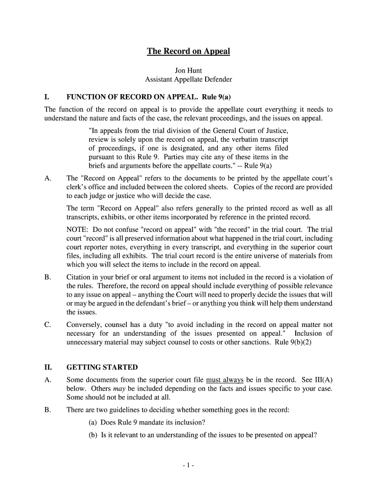 Fillable Online The Record on Appeal Fax Email Print - pdfFiller
