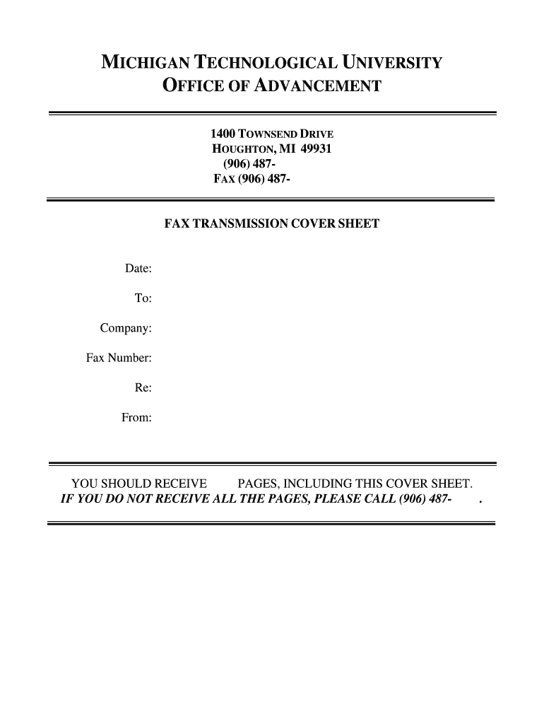 Fillable Online mtu Jjaniceformsfax cover sheet advwpd - mtu Fax Email Print - pdfFiller