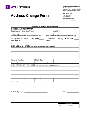 Fillable Online web-docs stern nyu Address Change Form - New York University Fax Email Print ...
