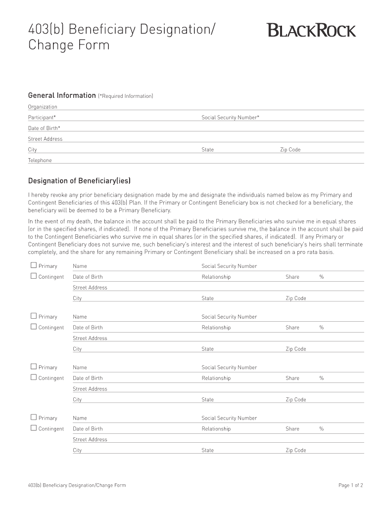Fillable Online 403(b) Beneficiary Designation/ Fax Email Print - pdfFiller