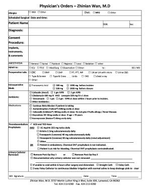 Fillable Online SURGICAL CARE IMPROVEMENT PROJECT POST OP ORDERS Fax ...