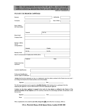 Fillable Online cila co ORDINARY MEMBERSHIP FORM.doc - cila co Fax ...