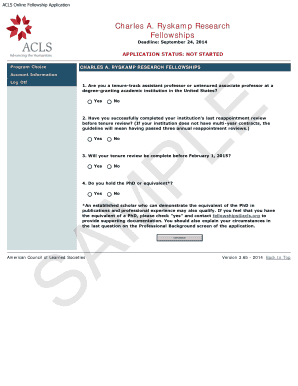 Fillable Online acls What follows is a sample of an application for the ...