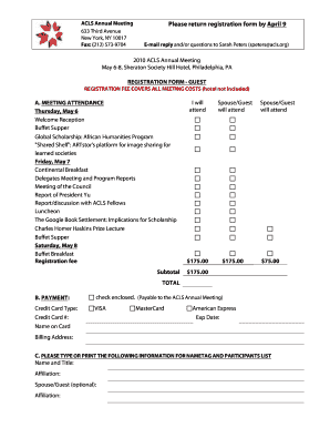 Fillable Online acls Please return registration form by April 9 ...