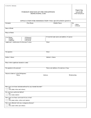 Fillable Online Application Form for Immigrant Visa - Philippine ...
