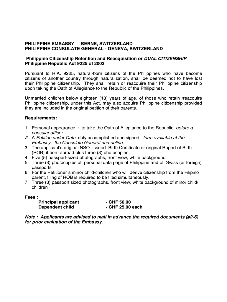 Fillable Online Philippine Citizenship Retention and Reacquisition or ...
