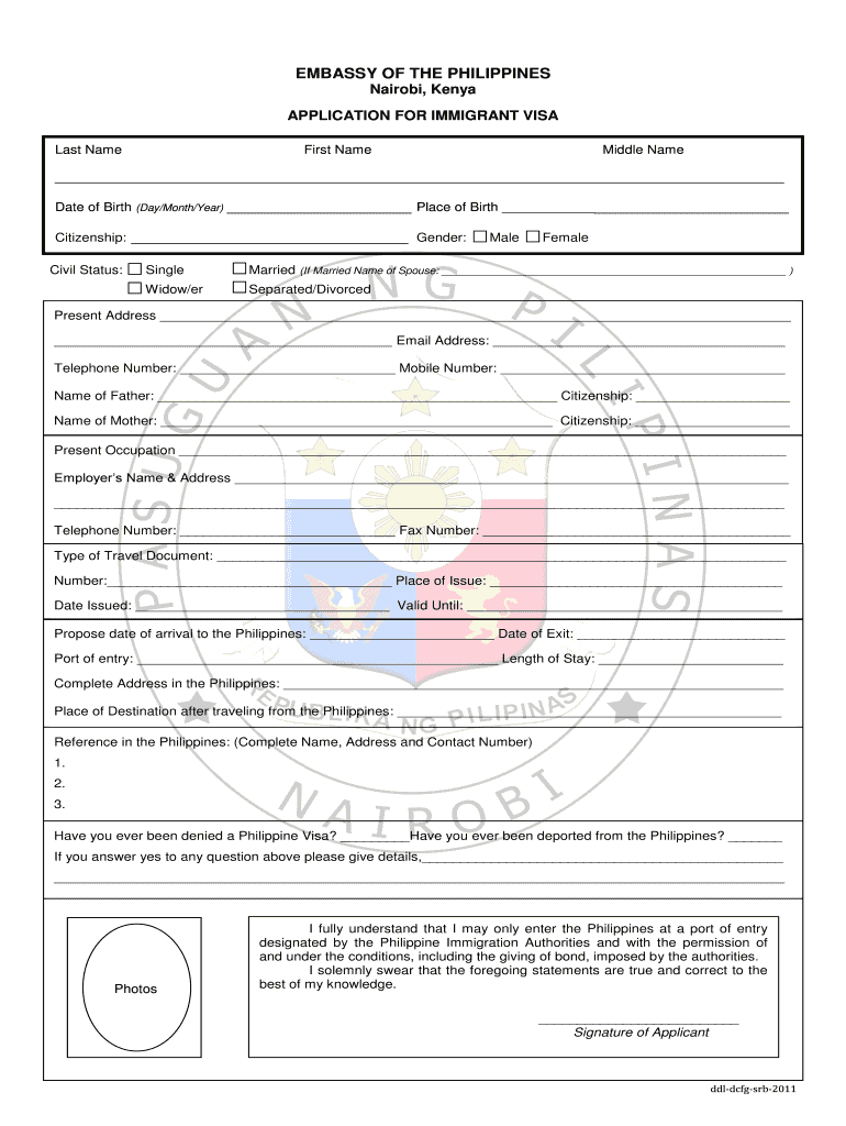 Fillable Online Spouse of PHL Citizen - The Official Website of the ...