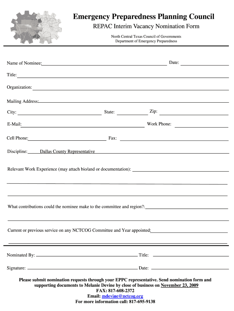 Fillable Online nctcog Emergency Preparedness Planning Council - Nctcog - nctcog Fax Email Print ...