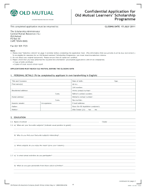 Fillable Online Application Form - Old Mutual Fax Email Print - pdfFiller