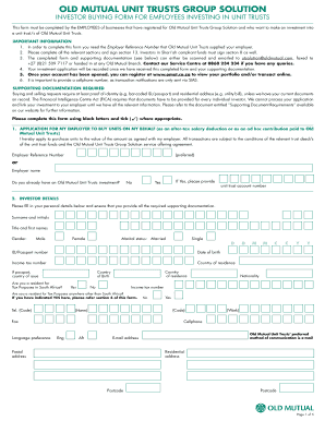 Fillable Online Buying Form for Employees - Old Mutual Fax Email Print - pdfFiller