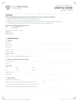 Fillable Online LIFESTYLE COVER CLAIM FORM - Old Mutual Fax Email Print ...