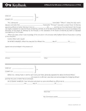 Fillable Online AffidavitCertification of Effectiveness of POA ...