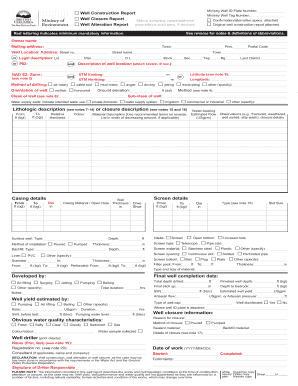 Fillable Online Well Construction/Closure Report Form - Ministry of ...