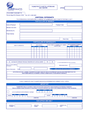 Fillable Online PUREhealth ADDITIONAL DEP FORM.pdf - PUREhealth ...