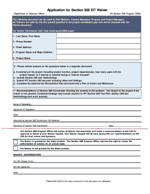 Fillable Online section508 va Section 508 EIT Waiver Section 508 EIT ...