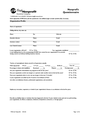 Fillable Online Nonprofit Questionnaire Fax Email Print - pdfFiller