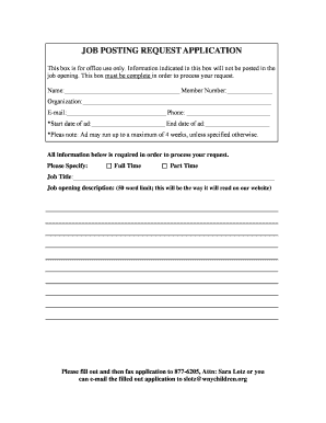 Fillable Online wnychildren Job Posting Request bApplicationbpub Fax ...