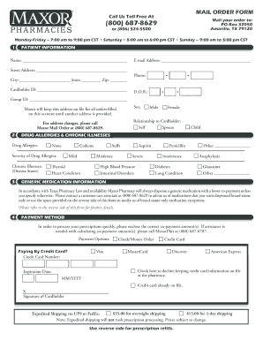 Fillable Online MaxorPlus Member Mail Order Form Fax Email Print ...