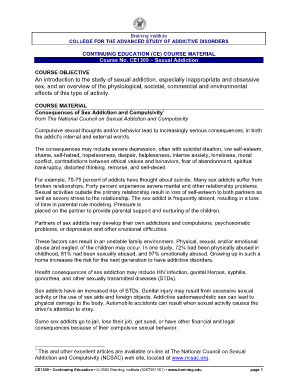 Fillable Online breining CE-1309 / Sexual Addiction - Breining ...