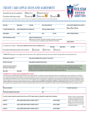 Fillable Online Credit card application and agreement - Five Star ...