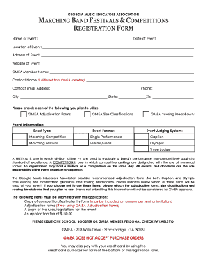Fillable Online gmea Marching band festivals & competitions ...