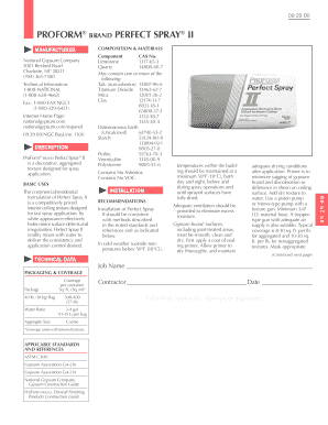 Fillable Online Perfect Spray II bsubmittalb - National Gypsum Company ...
