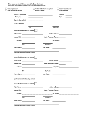 Fillable Online 2013 Scout Information Sheet - Pack 534 Fax Email Print ...