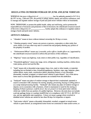 Fillable Online vlct Regulating Outdoor Storage Of Junk And Junk ...