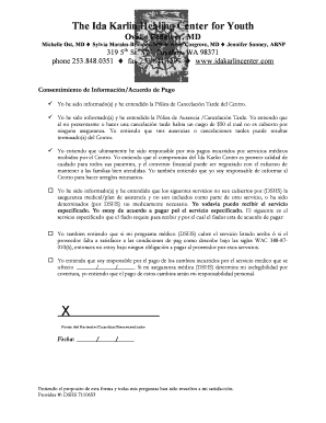 Fillable Online Informed consent form- agreement to pay - Ida Karlin ...