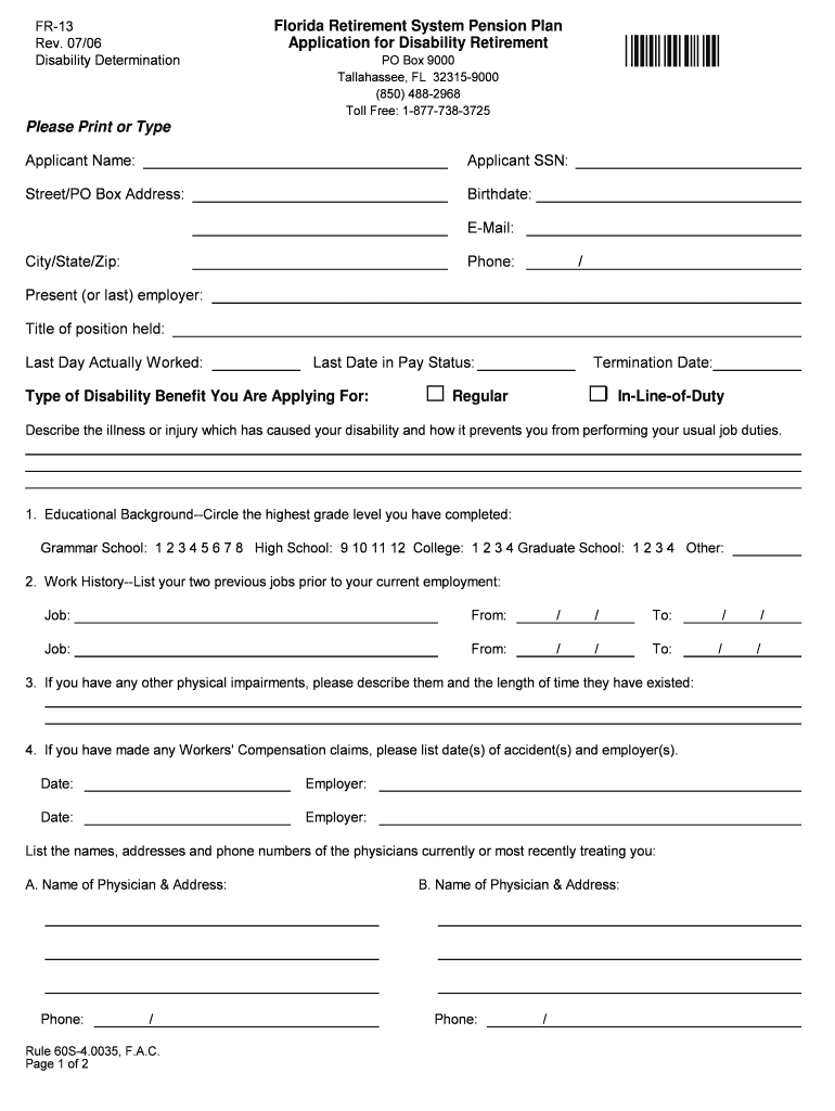 Fillable Online lake k12 fl Florida Retirement System Disability ...