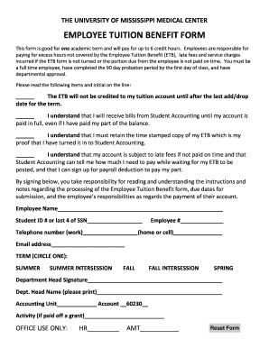 Fillable Online umc EMPLOYEE TUITION BENEFIT FORM - umc Fax Email Print ...