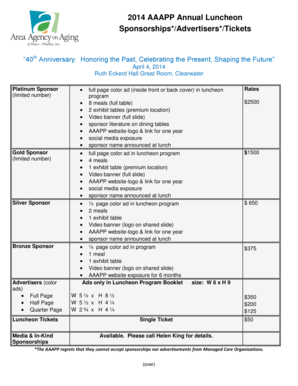 Fillable Online agingcarefl 2014 AAAPP Annual Luncheon Sponsorships ...