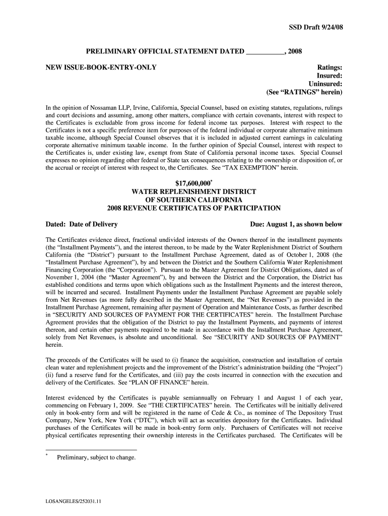 Fillable Online wrd SSD Draft 9/24/08 - wrd Fax Email Print - pdfFiller