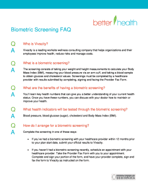 Fillable Online Biometric Screening FAQ Fax Email Print - pdfFiller