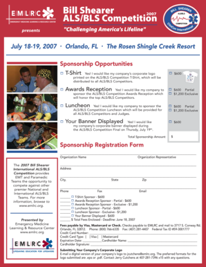 Fillable Online emlrc Als-bls competitions 2007 sponsorship form ...