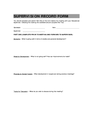 Fillable Online lshtm ac Supervision Record Form (PDF 0.01 MB) - lshtm ...