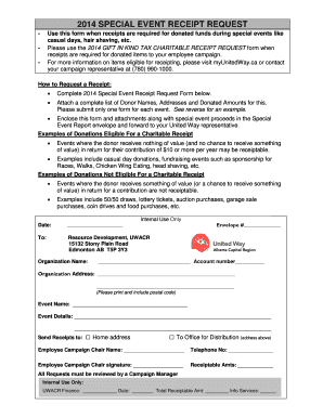 Fillable Online 2014 special event receipt request Fax Email Print ...