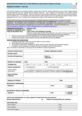 Fillable Online lshtm ac APPLICATION TO ATTEND 201213 MSc MODULES (London-based or Distance ...
