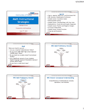 Fillable Online casas Communities of Practice Mathematical Instructional Strategies, Highlights ...