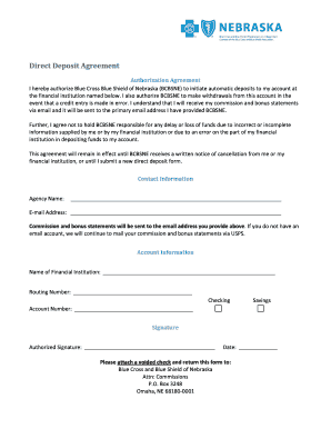 Fillable Online Direct Deposit Agreement Form - 122711 Fax Email Print ...
