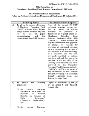 Fillable Online legco gov Bills Committee on Mandatory Provident Fund ...