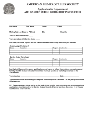 Fillable Online daylilies Application to Become a Garden Judge ...
