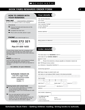 Fillable Online BOOK FAIRS REWARDS ORDER FORM Fax Email Print - pdfFiller